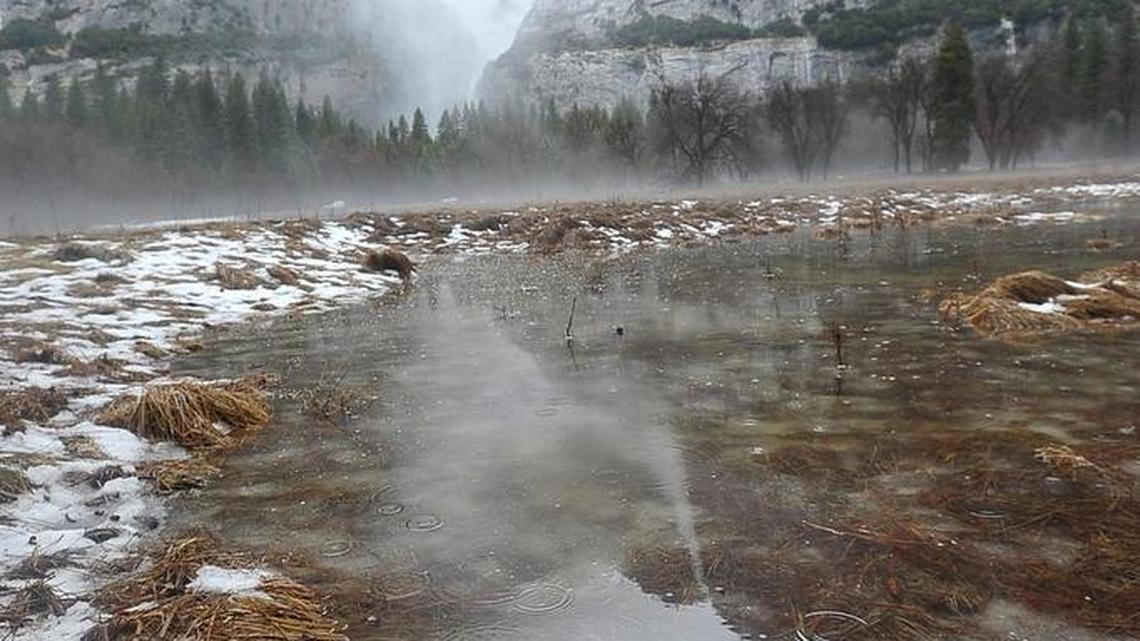 Rain-swollen Merced River begins to recede in Yosemite Valley after ...